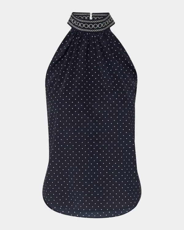 Veronica Beard Kovi Printed Silk High-neck Top