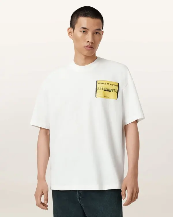 All Saints Violation Short Sleeve Graphic T-shirt - White/yellow