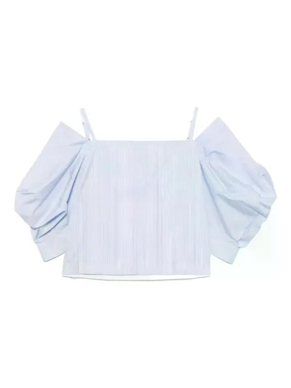 Sacai Striped Off-shoulder Top - Blue Stripe