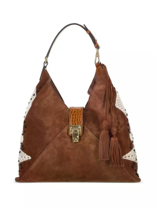 Ermanno Scervino Suede Shoulder Bag With Knitted Detail