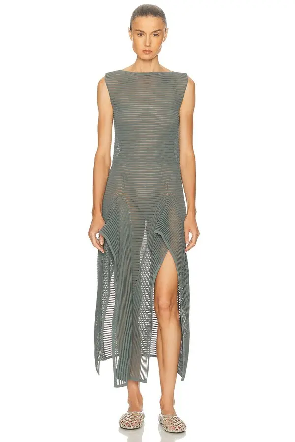 Alaïa Ladder Knit Dress - Lichen
