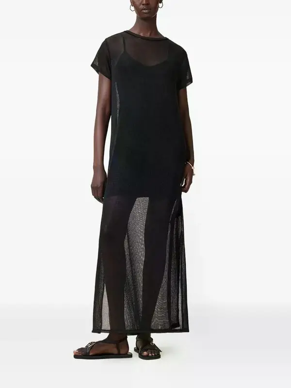 All Saints Mesh-paneled Maxi Dress