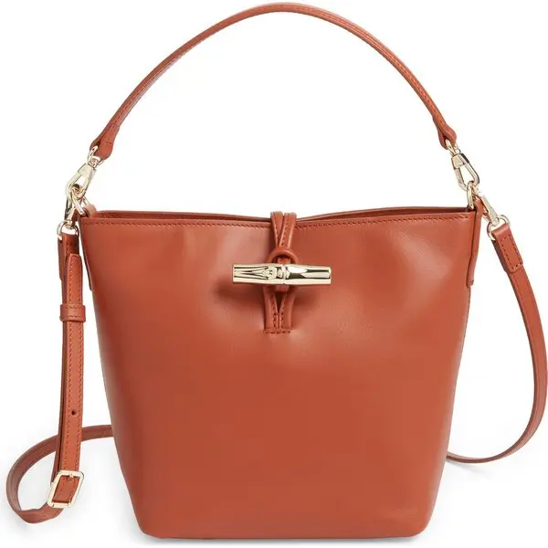 Longchamp Le Roseau Extra Small Leather Bucket Bag - Bark