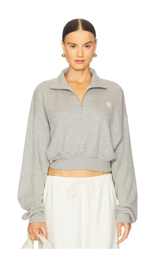 Eterne Cropped Half Zip Sweatshirt - Heather Grey