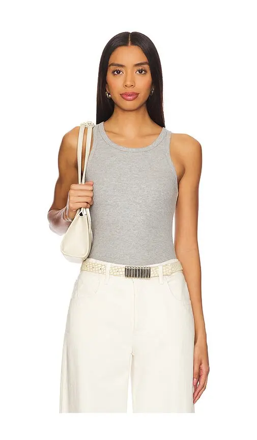 Eterne High Neck Fitted Tank Top - Heather Grey