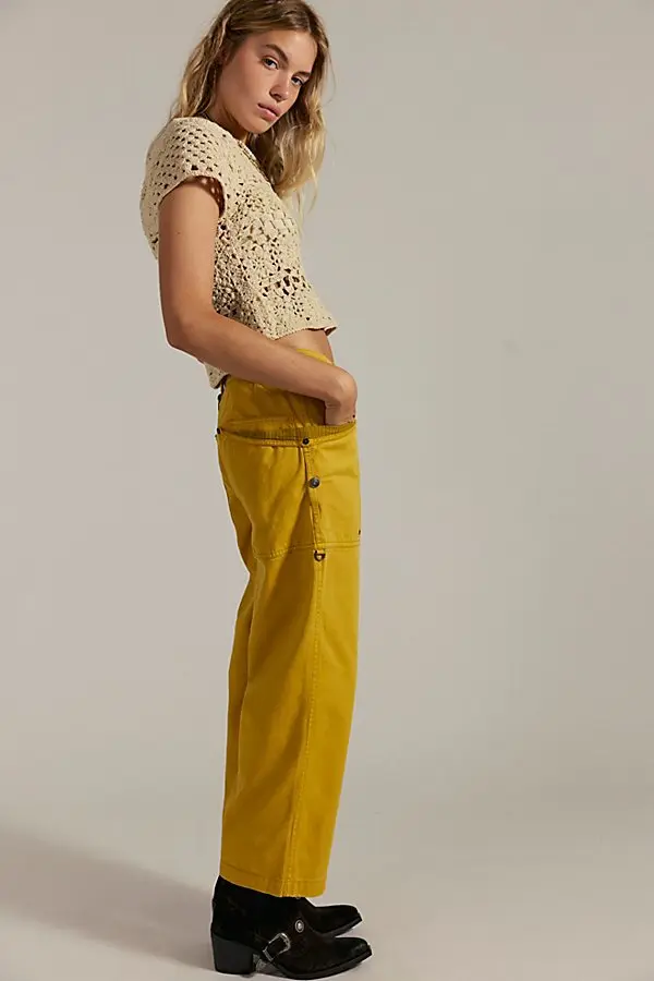 Free People We The Free Just In Time Slouch Pants - Hot Mustard