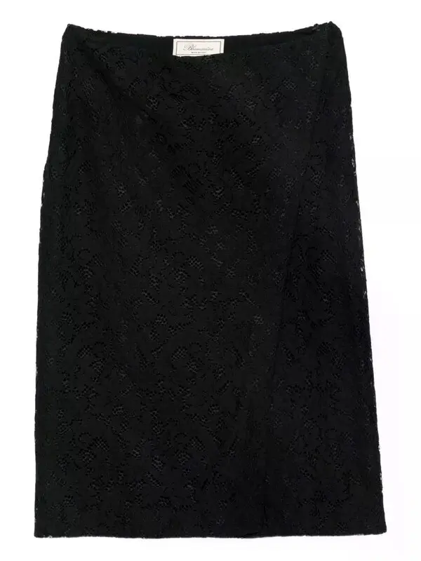 Blumarine Lace-floral Midi Skirt - Black