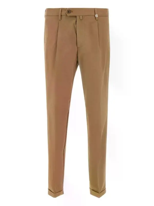 MYTHS Pleated Cotton Trousers - Brown