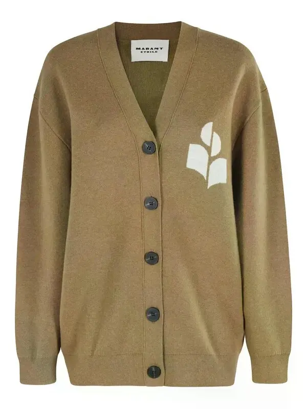MARANT ETOILE V-neck Logo Cardigan - Brown