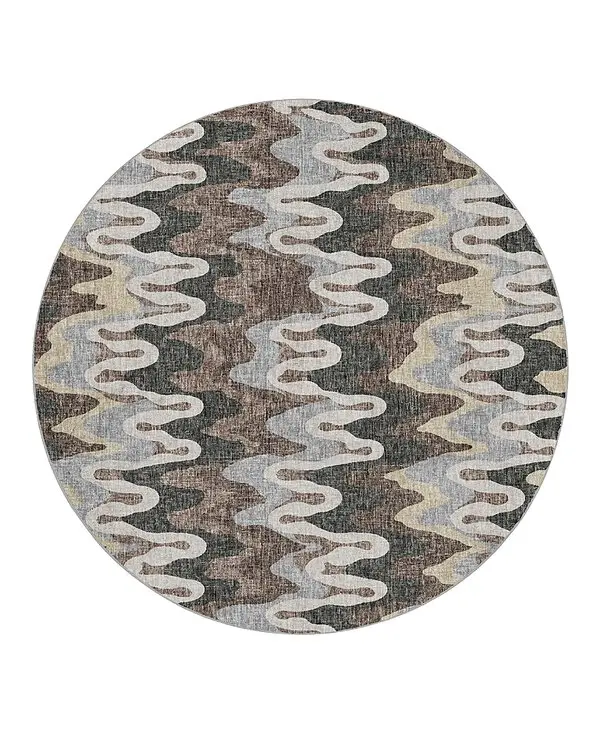 DALYN RUG COMPANY Dalyn Lorenzo Washable Ln6 Round Area Rug, 8' X 8 - Charcoal