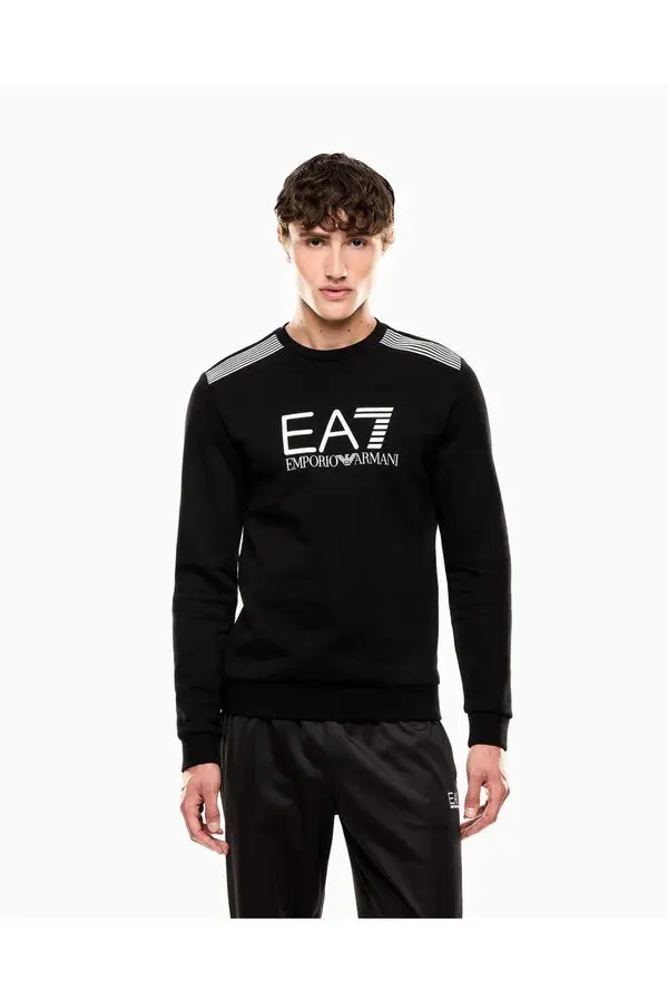 Emporio Armani Seven Lines Cotton-blend Crewneck Sweatshirt