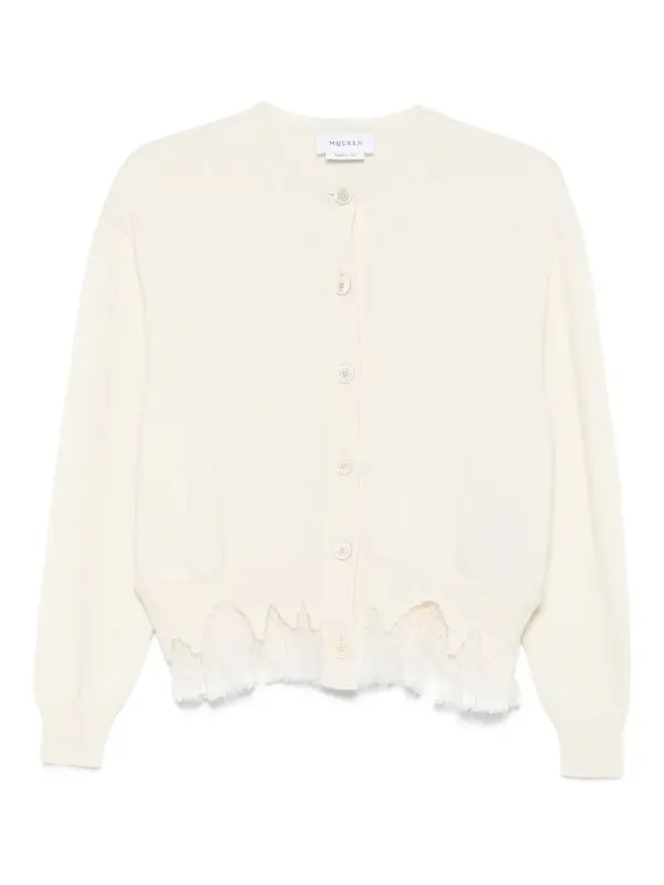 Alexander McQueen Lace-trimmed Wool-blend Cardigan - Neutrals