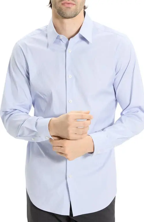 Theory Sylvian Pinstripe Stretch Cotton & Nylon Button-up Shirt - Blue Multi - G0d