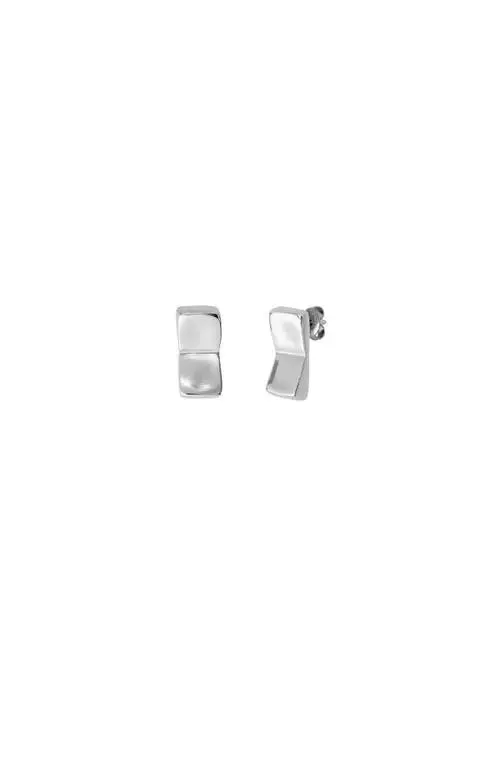 UNODE50 Rectangular Plate Earrings Pen0962 - Silver