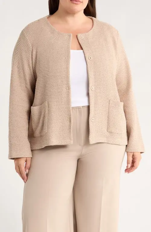 Eileen Fisher Textured Organic Cotton Jacket - Wheat