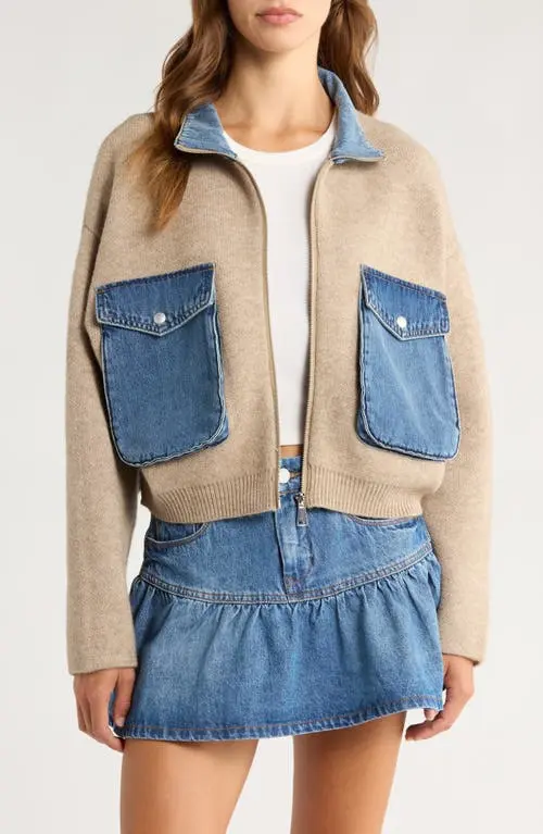 Blanknyc Sweater Denim Bomber Jacket
