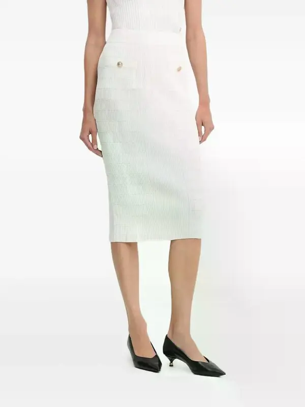 Guess Ribbed Knit Midi Skirt - White