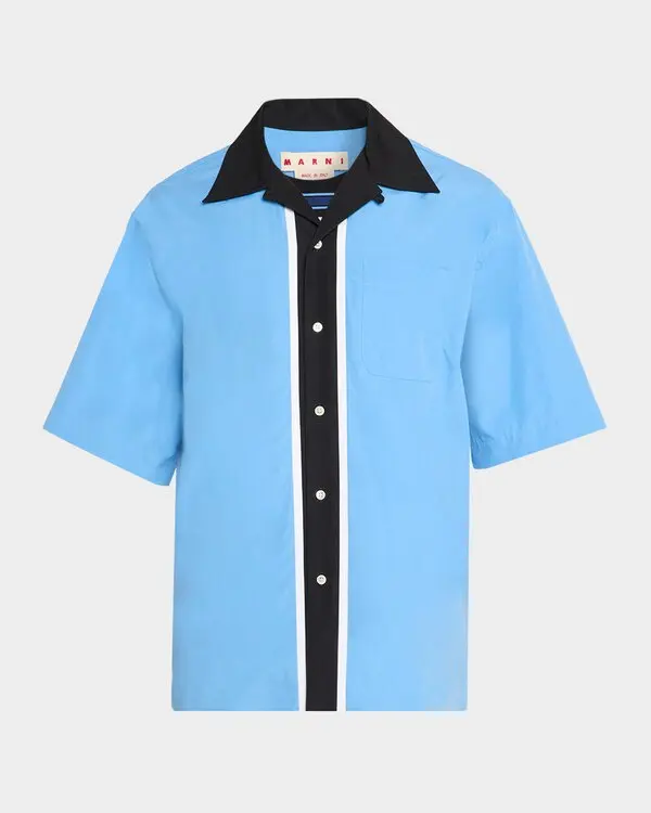 Marni Vertical Stripe Cotton Bowling Shirt