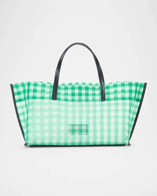 Staud Christos Mini Plaid Mesh Tote Bag