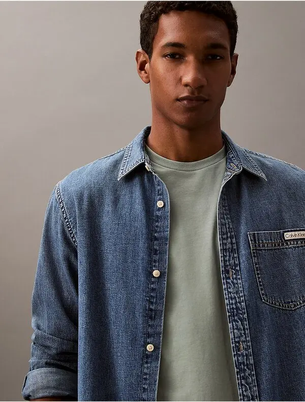 Calvin Klein Script Logo Classic Crewneck T-shirt - Juniper Mist