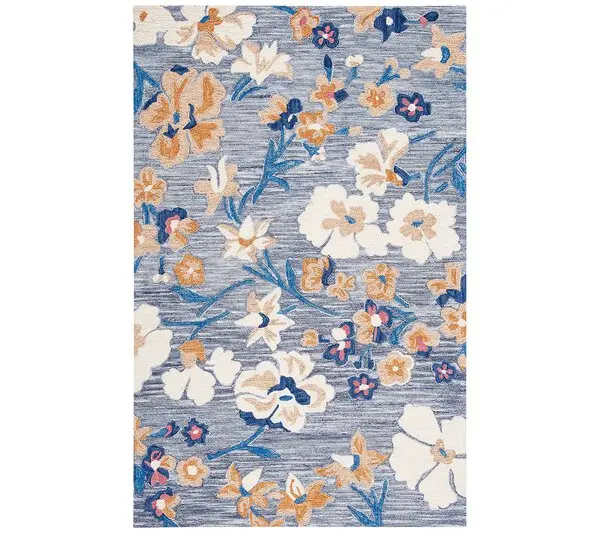 SAFAVIEH Blue Garden Hand Tufted Wool 5' X 8' R Ug