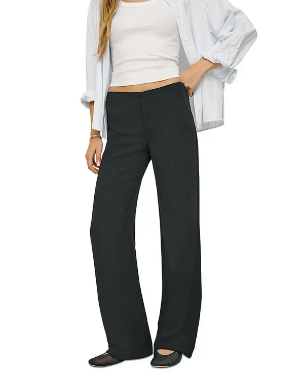 REFORMATION Vida Low Rise Pants - Pitch Black