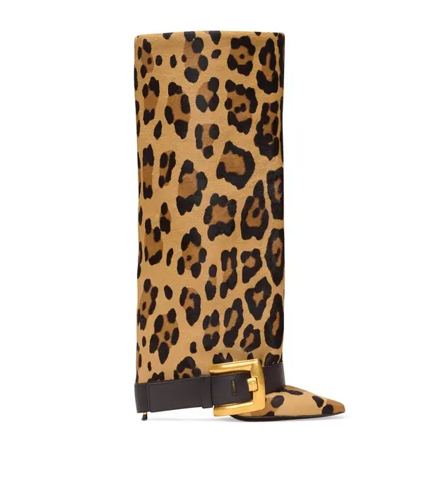 Balmain Leather Leopard Anthem Boots 95