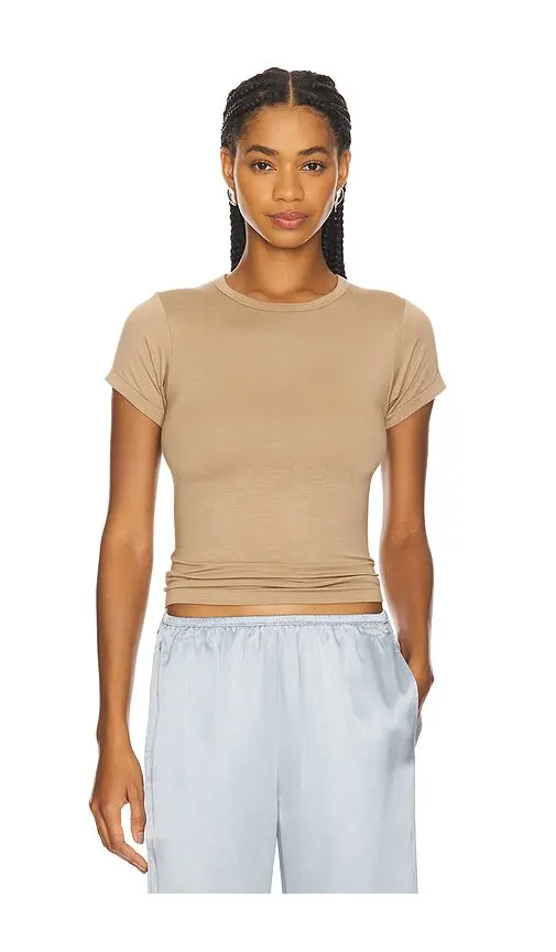 Eterne Fitted Crewneck Short Sleeve T-shirt - Taupe