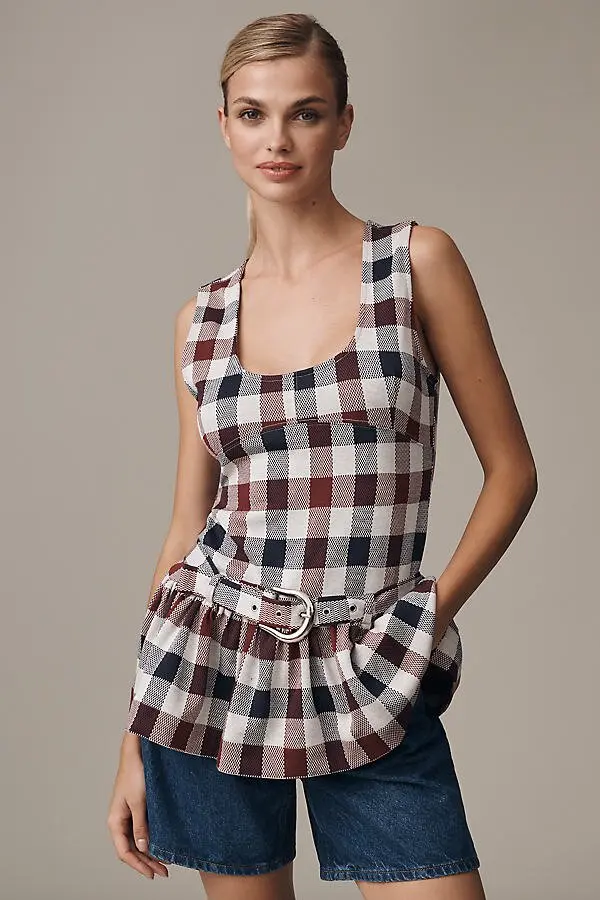 Maeve Belted Peplum Tank Top