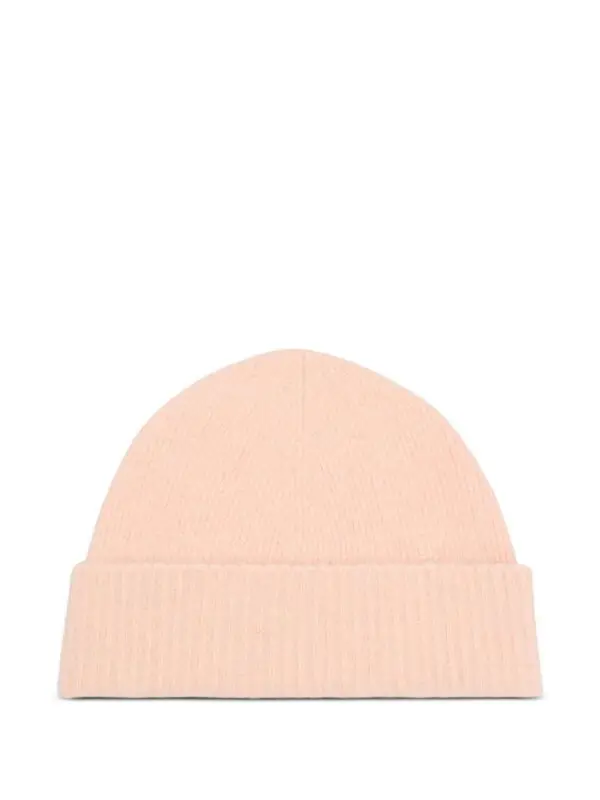 Ami Ribbed Virgin Wool Beanie - Beige
