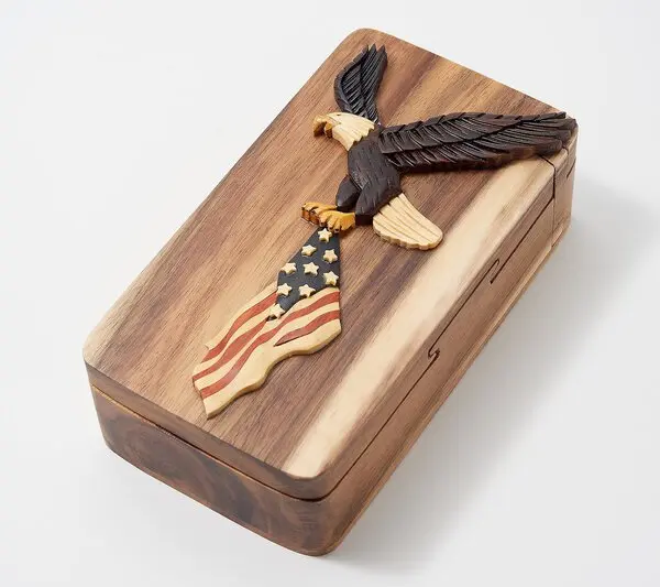 CARVER DAN'S Eagle And Flag Puzzle Box With Magneticclosure