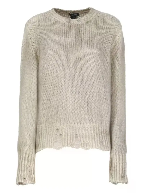 Avant Toi Frayed Crew-neck Sweater