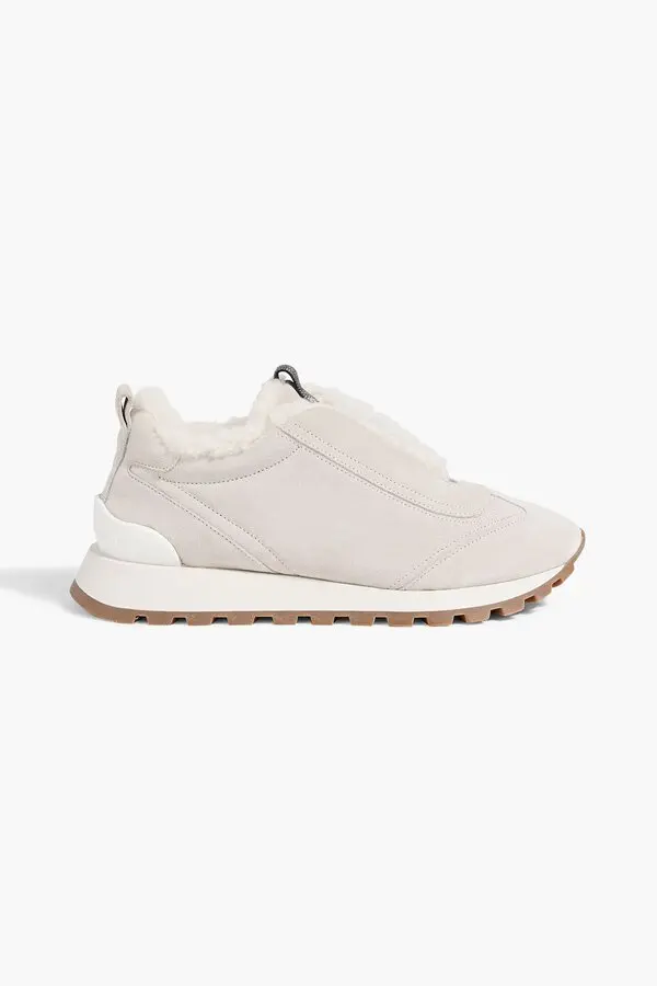 Brunello Cucinelli Shearling-lined Suede Slip-on Sneakers