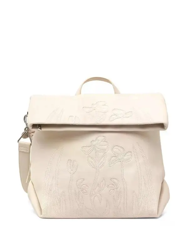 Desigual Floral-embroidered Roll-top Backpack