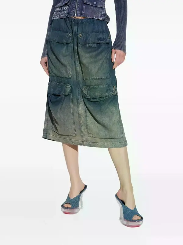 Diesel Multi-pocket Denim Midi Skirt