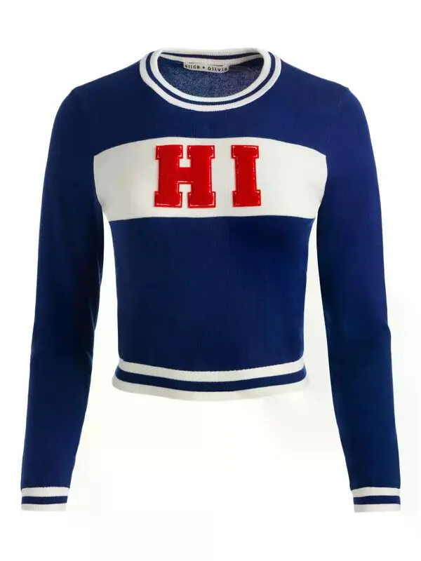 Alice + Olivia Carolann Appliqué Lettering Sweater - Blue