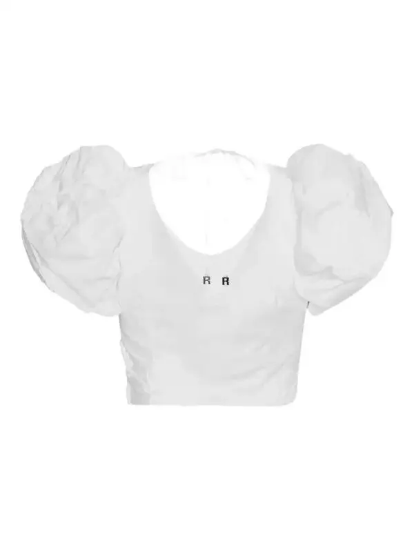 Remain Birger Christensen Puff-sleeve Floral-embroidered Top - 400 - Bright White
