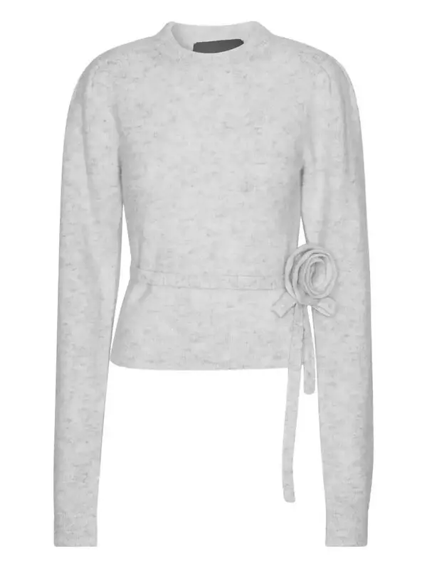 Remain Birger Christensen Rose-embellished Crewneck Top - 2344 Light Grey