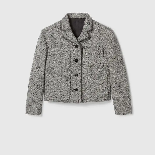 Gucci Double Cotton-wool Mouliné Cropped Jacket