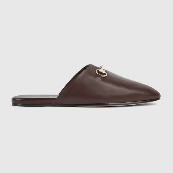 Gucci Leather Mule With Horsebit - Brown
