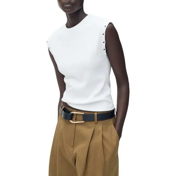 Mango Grommet Cap-sleeve T-shirt - White