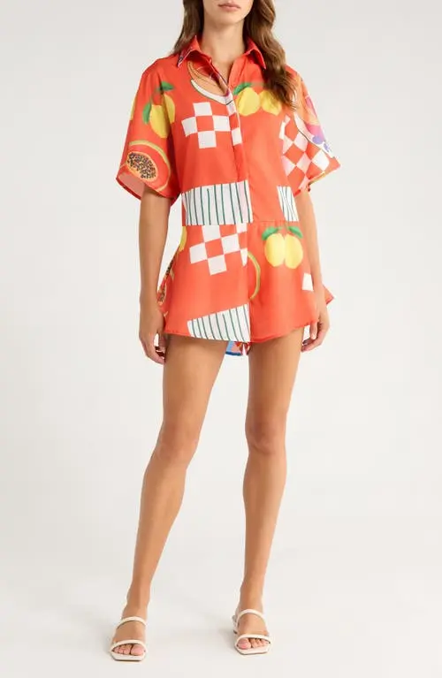 PETAL & PUP Sebastian Printed Romper - Rust