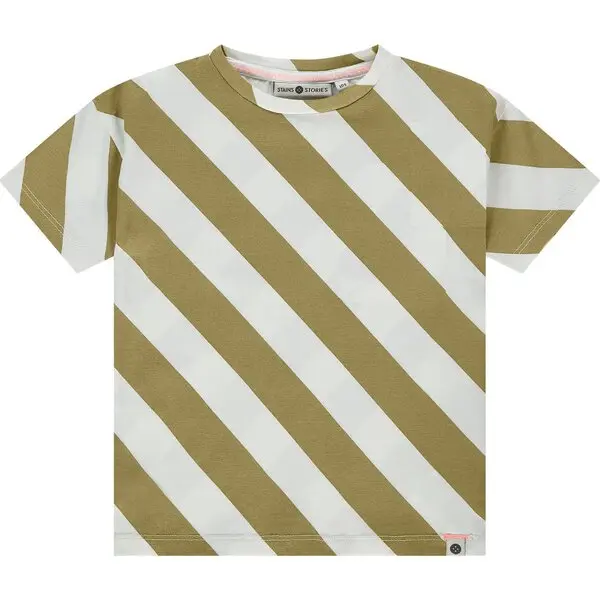 STAINS AND STORIES BY BABYFACE Diagonal Striped T-shirt