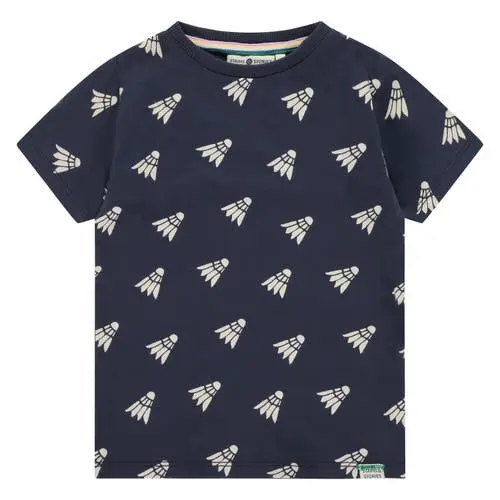 STAINS AND STORIES BY BABYFACE Allover Print Short Sleeve T-shirt - Shuttle In Dark Royal