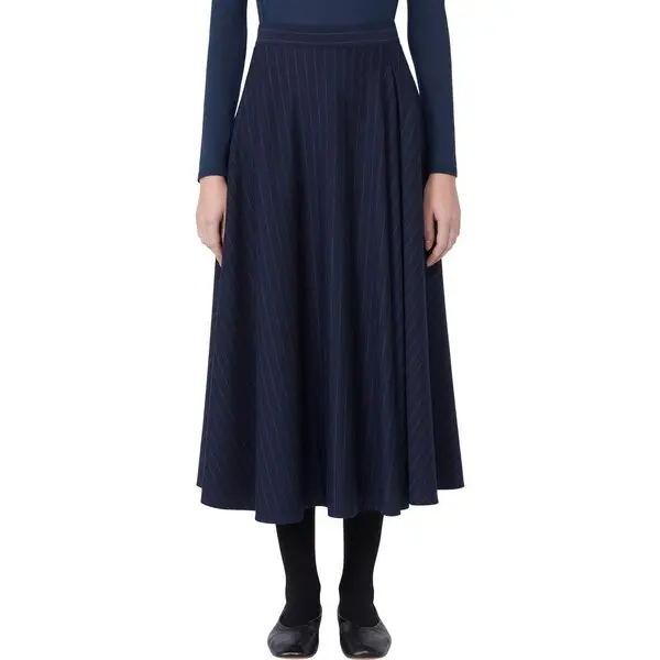 MM BY MAX MARA Pelota Stripe Jersey Midi Skirt - Midnight Blue