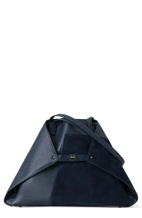 Akris Ai Leather & Suede Convertible Shoulder Tote - Denim