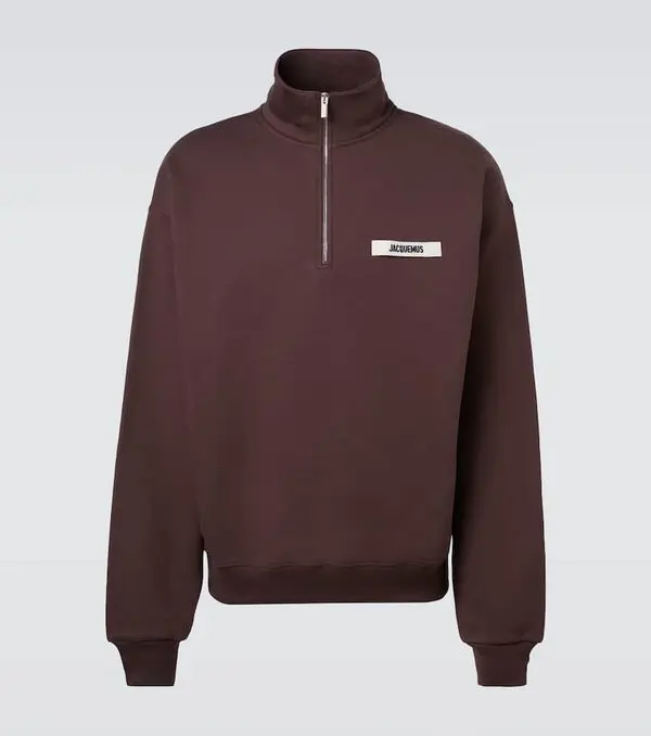 Jacquemus Grosgrain Cotton Fleece Sweatshirt - Brown