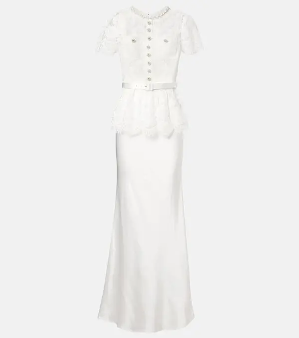 SELF-PORTRAIT Bridal Embellished Lace Satin Gown