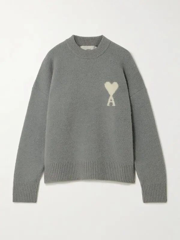 Ami Intarsia Oversized Alpaca-blend Sweater