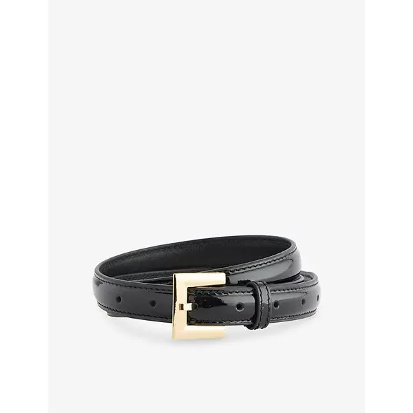 ANINE BING Nicola Leather Belt - Black Patent